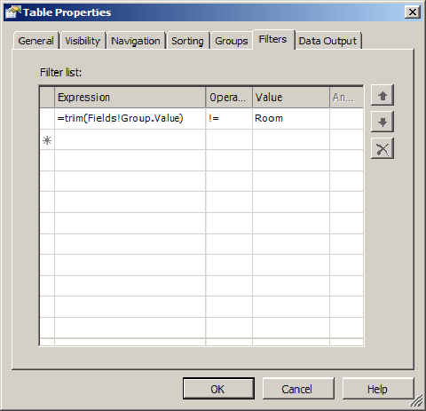 How to create a simple string filter in SSRS